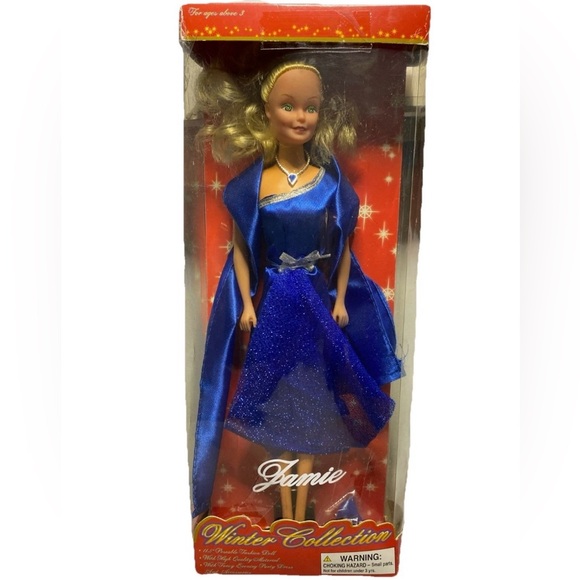 Barbie | Toys | Barbie Winter Collection Doll In Blue Dress | Poshmark